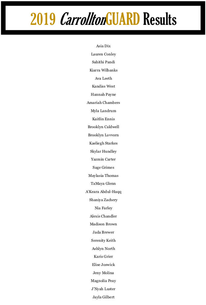 Color Guard Audition Results and Reminders – Carrollton High School ...